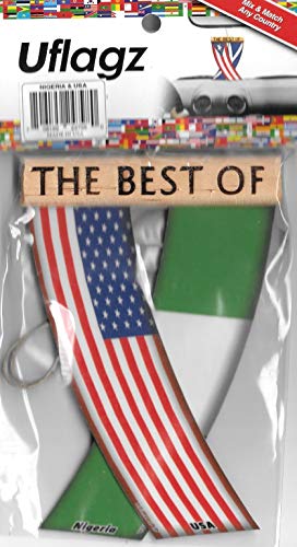 NIGERIA AND USA NIGERIAN AMERICAN WEST AFRICAN REARVIEW MIRROR MINI BANNER HANGING FLAGS FOR THE CAR UNITY FLAGZ™..