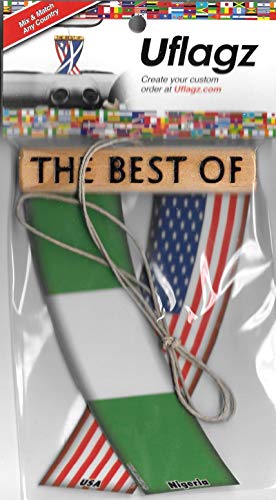 NIGERIA AND USA NIGERIAN AMERICAN WEST AFRICAN REARVIEW MIRROR MINI BANNER HANGING FLAGS FOR THE CAR UNITY FLAGZ™..