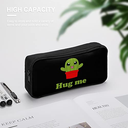 Cute Cactus Hug Me Teen Adult Pencil Case Large Capacity Pen Pencil Bag Durable Storage Pouch