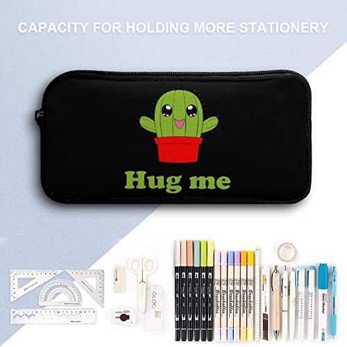 Cute Cactus Hug Me Teen Adult Pencil Case Large Capacity Pen Pencil Bag Durable Storage Pouch