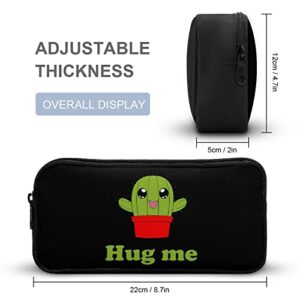 Cute Cactus Hug Me Teen Adult Pencil Case Large Capacity Pen Pencil Bag Durable Storage Pouch