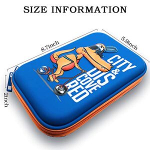 Boys Pencil Case for School Zipper Pen Bag Holders Cute Embossed Hardtop Stationery Box Dinosaur Bike