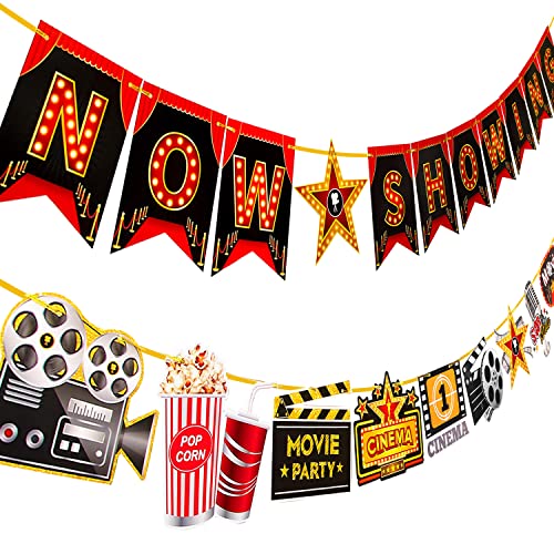 Movie Night Party Decoration Now Showing Banner Cinema Party Decoration Movie Theatre Birthday Party Banner for Movie Night Birthday Party Supplies