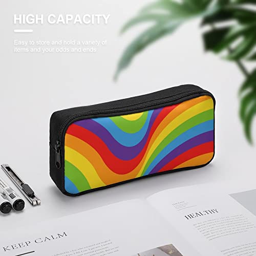 Magic Rainbow Opt Art Teen Adult Pencil Case Large Capacity Pen Pencil Bag Durable Storage Pouch