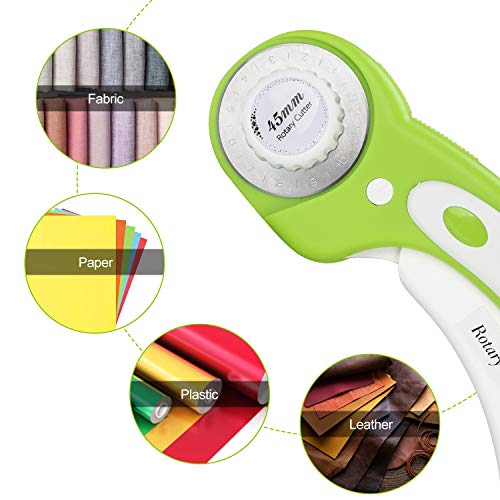 Rotary Cutter Kit，Rotary Cutter Tool Kit with with 5 Extra Blades, Cutting Mat, Patchwork Ruler, Carving Knife, Storage Bag for Sewing and Quilting