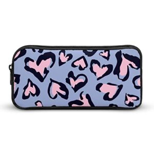 heart leopard pattern teen adult pencil case large capacity pen pencil bag durable storage pouch