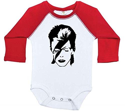 Ziggy Stardust Baby Outfit/Bowie/90's Punk Rock Raglan Onesie (3-6M, RED)