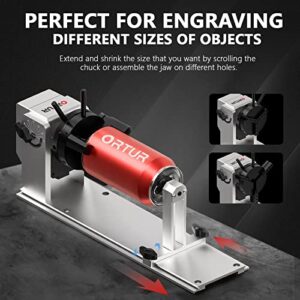 ORTUR YRC1.0, Y-axis Rotary Chuck for Most Laser Engravers, Jaw Chuck Rotary, Y-axis Rotary Roller Engraving Module for Engraving Cylindrical Objects, Wine Glass, Tumbler, Ring