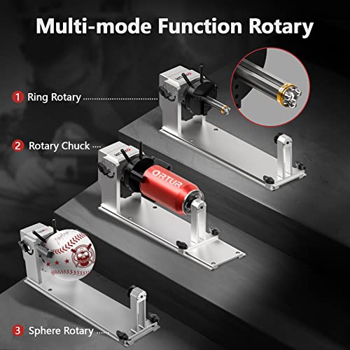 ORTUR YRC1.0, Y-axis Rotary Chuck for Most Laser Engravers, Jaw Chuck Rotary, Y-axis Rotary Roller Engraving Module for Engraving Cylindrical Objects, Wine Glass, Tumbler, Ring