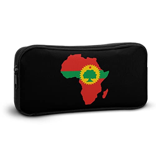 Oromo Flag on Africa Map Teen Adult Pencil Case Large Capacity Pen Pencil Bag Durable Storage Pouch