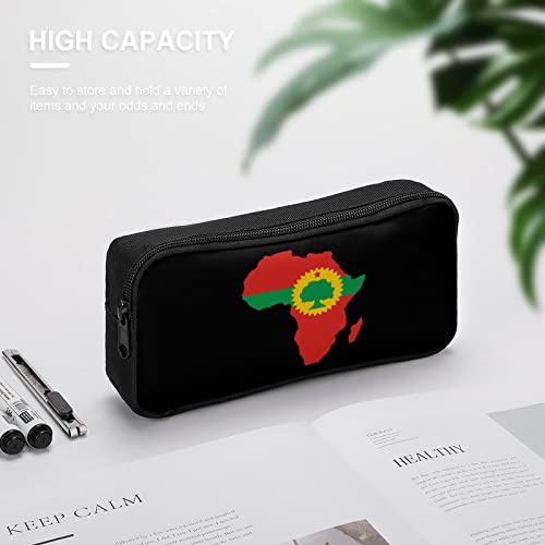 Oromo Flag on Africa Map Teen Adult Pencil Case Large Capacity Pen Pencil Bag Durable Storage Pouch