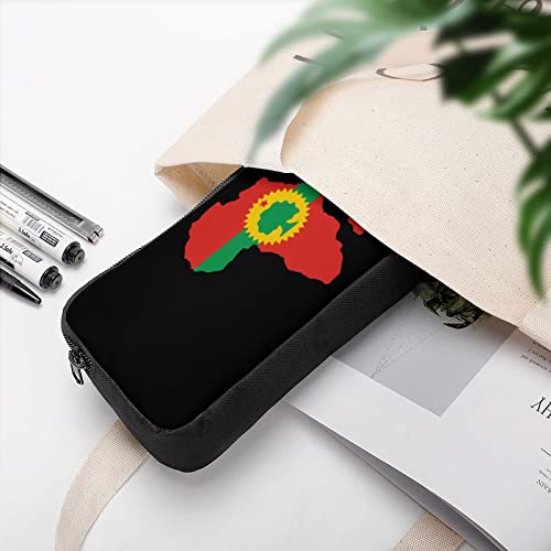 Oromo Flag on Africa Map Teen Adult Pencil Case Large Capacity Pen Pencil Bag Durable Storage Pouch