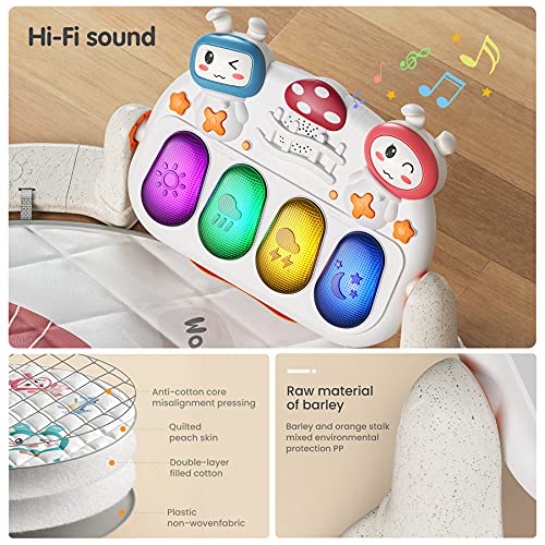 TUMAMA Remote Control Baby Gym Play Mat, Activity Gym with Music and Lights, Piano Gym for Newborn Baby Boys Girls Christmas Holiday Birthday Gifts, Round