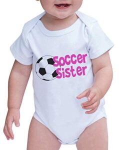 custom party shop baby girl’s soccer sister onepiece 0-3 months pink and black