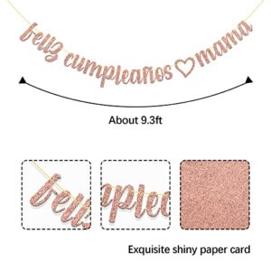 Feliz Cumpleaños Mama Banner / Mother Birthday Party Decor / Happy Mother's Day / Spanish Theme Mom Birthday Party Decorations Rose Gold Glitter