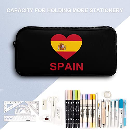 Love Spain Teen Adult Pencil Case Large Capacity Pen Pencil Bag Durable Storage Pouch