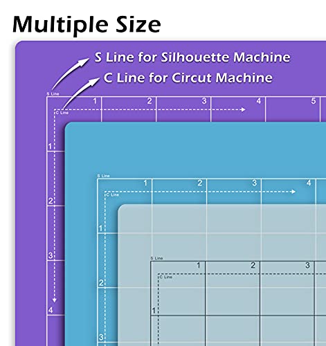 Cutting Mat Variety Suit for Silhouette Cameo 3 Packs 12” x 12” - Strong Grip, Standard Grip, Light Grip Adhesive Cutting Mat Replacement Set Matts Vinyl Craft