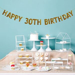 HAPPY 30TH BIRTHDAY Banner for 30th Birthday Party Decorations Pre-strung No Assembly Required Gold Glitter Paper Garlands Backdrops Letters Gold Betteryanzi