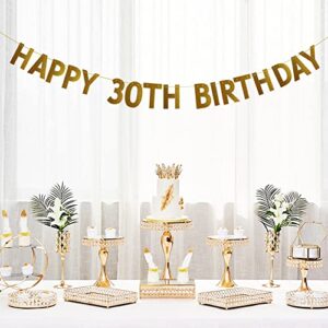 HAPPY 30TH BIRTHDAY Banner for 30th Birthday Party Decorations Pre-strung No Assembly Required Gold Glitter Paper Garlands Backdrops Letters Gold Betteryanzi