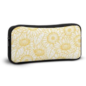 Sunflower Yellow Teen Adult Pencil Case Large Capacity Pen Pencil Bag Durable Storage Pouch