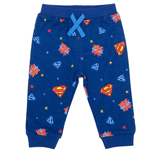 DC Comics Justice League Superman The Flash Batman Infant Baby Boys 3 Pack Jogger Pants Gray/Blue 18 Months