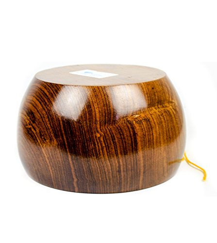 Nagina International Dark Rich Deep Wood Crafted Premium Polished Yarn Storage Bowl with Spiral Yarn Dispenser