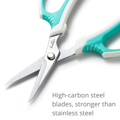 Beaditive Multipurpose Craft Scissors - High-Leverage Crafting Scissors with Sharp Carbon Steel Blades - Ergonomic Sewing Scissors for Heavy Duty Projects - Safe Office, Scrapbook, Leather Scissors