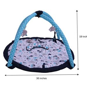 Bacati Woodlands Boys Cotton Activity Gym with Mat, Aqua/Navy/Grey