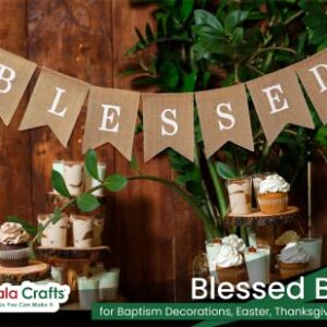 Mandala Crafts Blessed Banner for Baptism Decorations - Blessed Burlap Banner for Easter Communion Banner – Blessed Garland Bunting Sign for Baby Shower Thanksgiving Party Fireplace Mantle Decoration