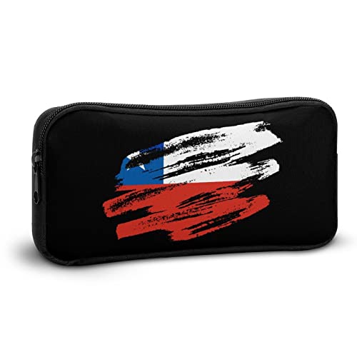 Vintage Chile Flag Teen Adult Pencil Case Large Capacity Pen Pencil Bag Durable Storage Pouch