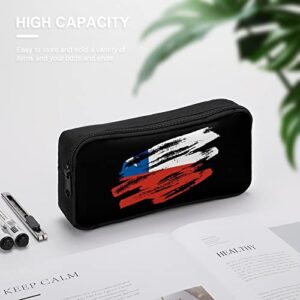 Vintage Chile Flag Teen Adult Pencil Case Large Capacity Pen Pencil Bag Durable Storage Pouch