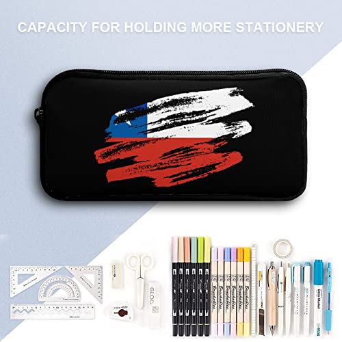 Vintage Chile Flag Teen Adult Pencil Case Large Capacity Pen Pencil Bag Durable Storage Pouch