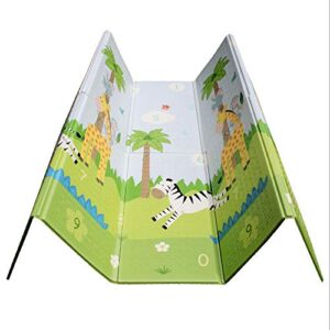 Teamson Kids Fantasy Fields - Safari Animal and Garden Insects Baby Crawling Play Mat -Blue/White