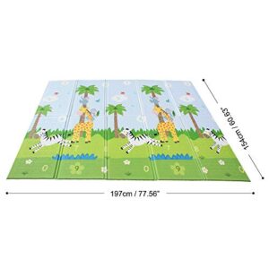 Teamson Kids Fantasy Fields - Safari Animal and Garden Insects Baby Crawling Play Mat -Blue/White