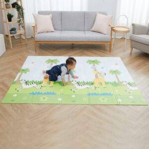 Teamson Kids Fantasy Fields - Safari Animal and Garden Insects Baby Crawling Play Mat -Blue/White