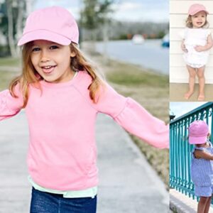 Wahsed-Cotton Baseball-Hats Toddler Baby-Boys-Girls - Sun Protection Infant Child Hats Fit for 2-8Years (Grey + Pink 2Pieces, 52cm Fit for 2-8 Years)