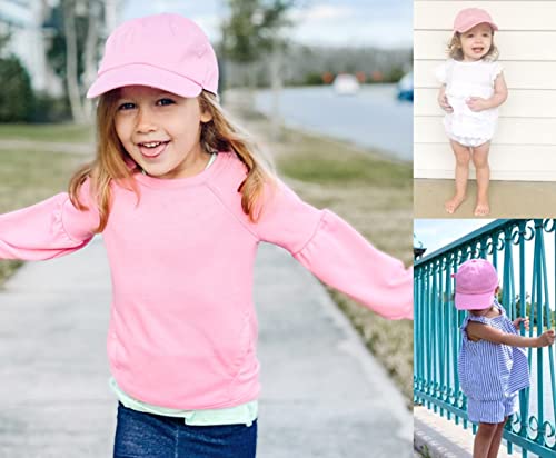 Wahsed-Cotton Baseball-Hats Toddler Baby-Boys-Girls - Sun Protection Infant Child Hats Fit for 2-8Years (Grey + Pink 2Pieces, 52cm Fit for 2-8 Years)