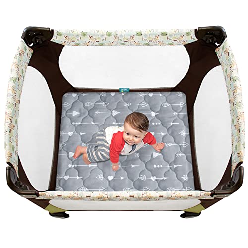 Trifold Square Playard/Playpen Mattress Topper & Square Waterproof Play Yard Mattress Cover，Arrow Print