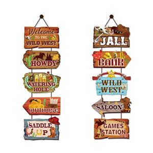 western party directional sign cowboy porch sign cowboy banner hanging decoration western cowboy theme wild west party large yard indoor/outdoor western cowboy decoration party decorations