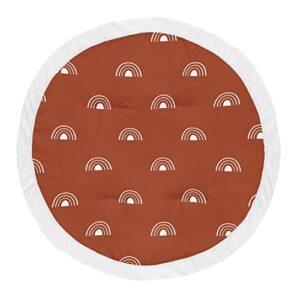 sweet jojo designs rust and white boho rainbow boy or girl baby playmat tummy time infant play mat – orange bohemian celestial sky gender neutral outdoors nature