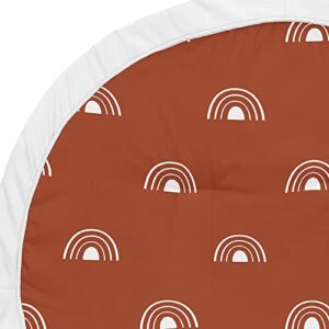 Sweet Jojo Designs Rust and White Boho Rainbow Boy or Girl Baby Playmat Tummy Time Infant Play Mat - Orange Bohemian Celestial Sky Gender Neutral Outdoors Nature