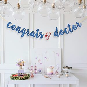 Halawawa Blue Glitter Congrats Doctor Banner - Nurse/Doctor Graduation Party Decorations - 2022 Nursing School/Medical School Graduation Party Decors Banner