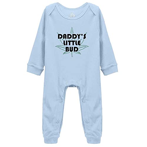 Daddy's Little Bud with Weed Leaf Newborn Baby Climbing Footed Coverall Onesie