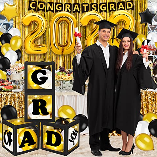 Graduation Party Decorations 2023, Gold Graduation Decorations Class of 2023 with Boxes, Balloons, Banner, Large Congrats Grad Party Supplies, Grad Decorations for Senior High School College(Gold)