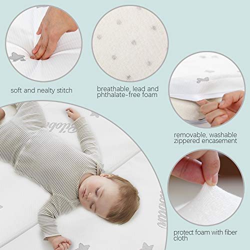 Trifold Square Playard/Playpen Mattress Topper & Square Play Yard Mattress Cover，Waterproof