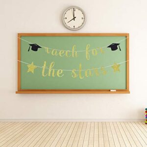 Gold Glitter Reach for The Stars Banner - Graduation Party Decoration - Class of 2022 Banner - Graduation Banner - Grad Decor