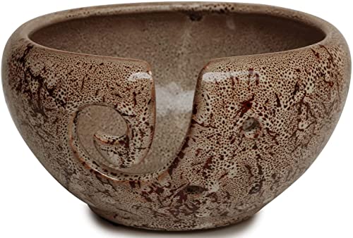 Deals of Today - ABHANDICRAFTS 6" Brown Ceramic Yarn Bowl Knitting Ball Holder Yarn Storage Bowl Crochet All Men Women