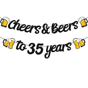 35th birthday decorations cheers to 35 years 35s birthday banner for men women 35th birthday black glitter backdrop wedding anniversary party supplies decorations pre strung