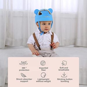 ESUPPORT Baby Adjustable Safety Helmet Headguard Protective Harnesses Hat Providing Safer Environment When Learning to Crawl Walk Play (Blue-1)