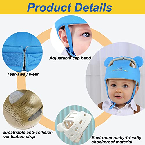 ESUPPORT Baby Adjustable Safety Helmet Headguard Protective Harnesses Hat Providing Safer Environment When Learning to Crawl Walk Play (Blue-1)